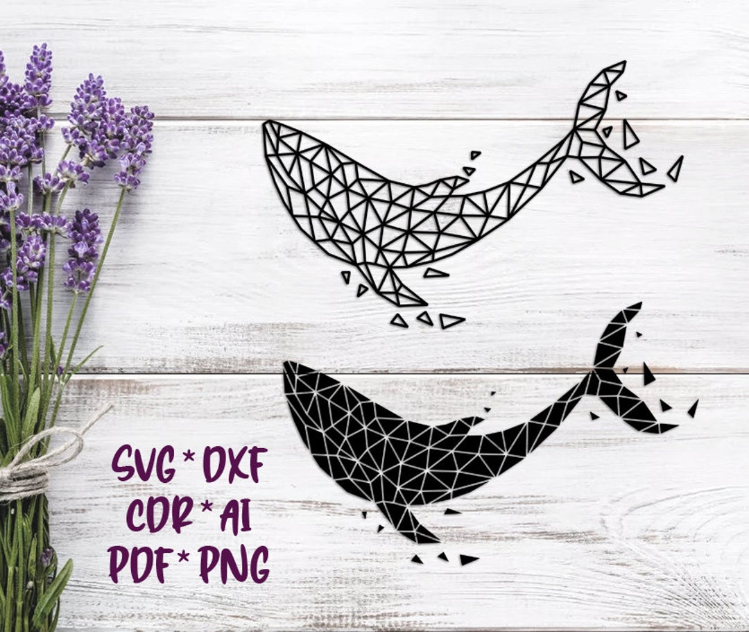 Whale | Geometric | SVG, DXF, AI Digital Vector Design for Plasma and ...