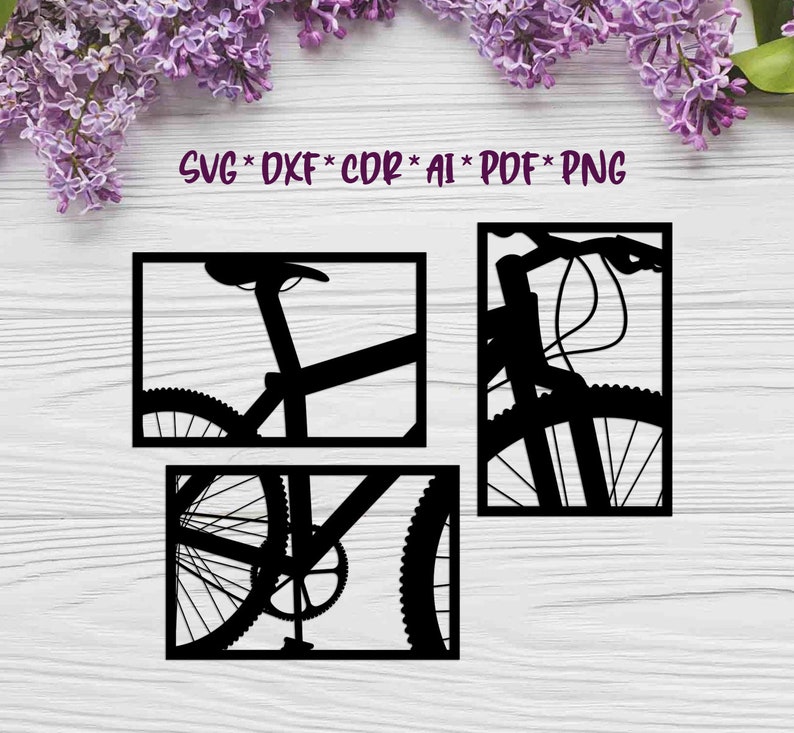Mountain Bike 3 Panels | SVG, DXF, AI Digital Vector Design for Plasma ...