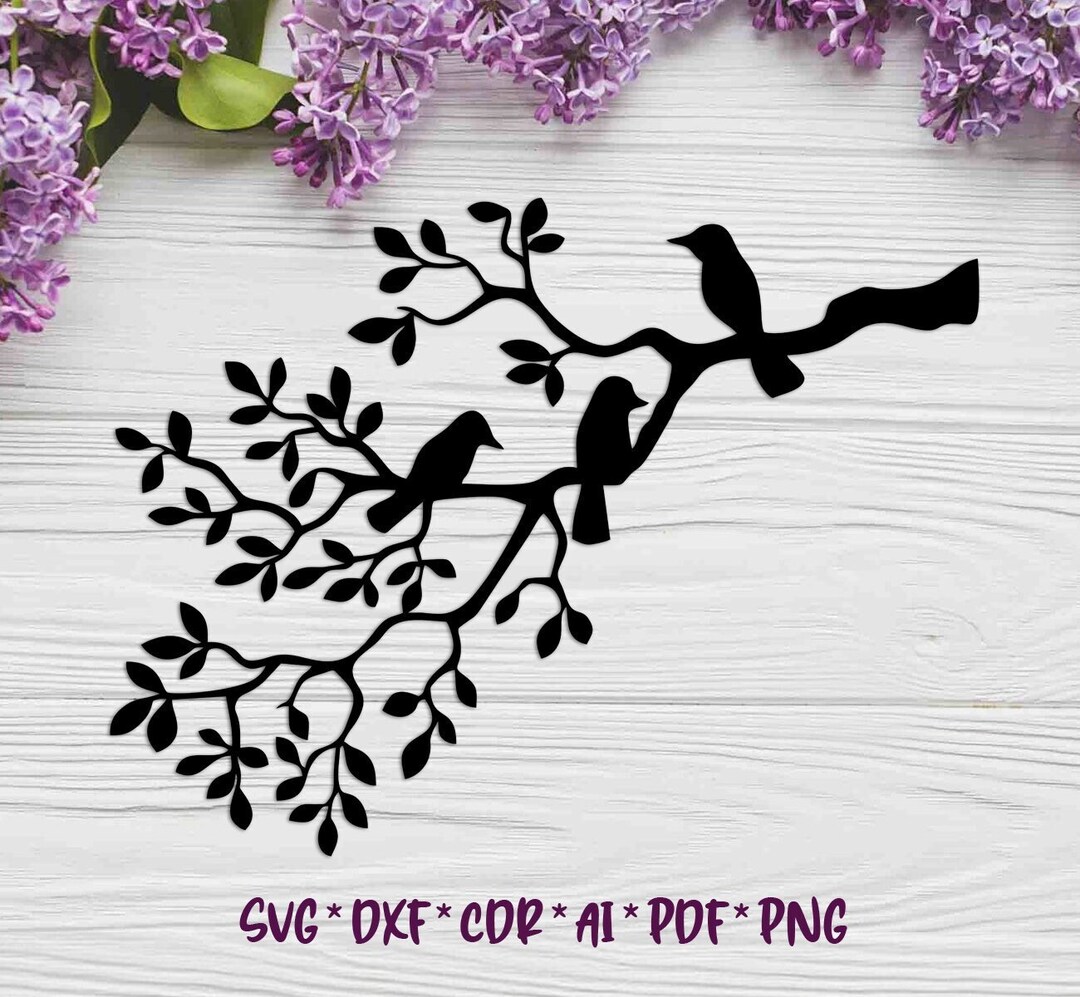 Birds on a Spring Branch | SVG, DXF, AI Digital Vector Design for ...