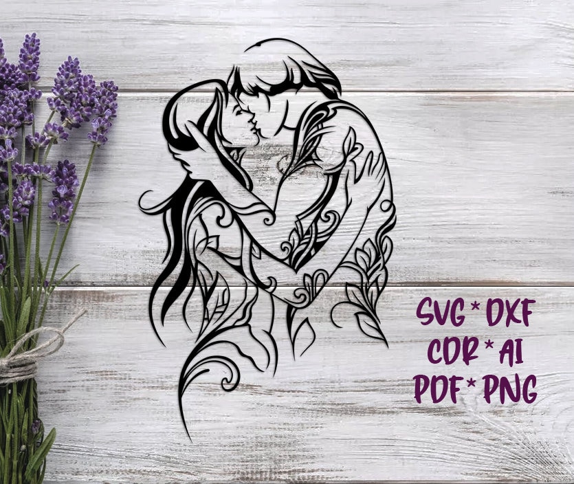 Kiss | Man Woman | SVG, DXF, AI Digital Vector Design for Plasma and ...
