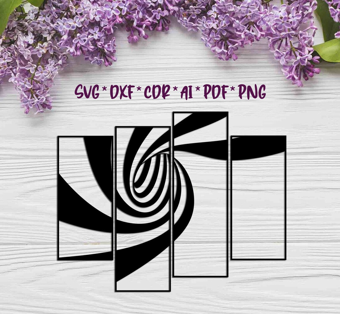 Circle, Swirl, Abstract Artwork 4 Panels, SVG, DXF, AI Digital Vector ...