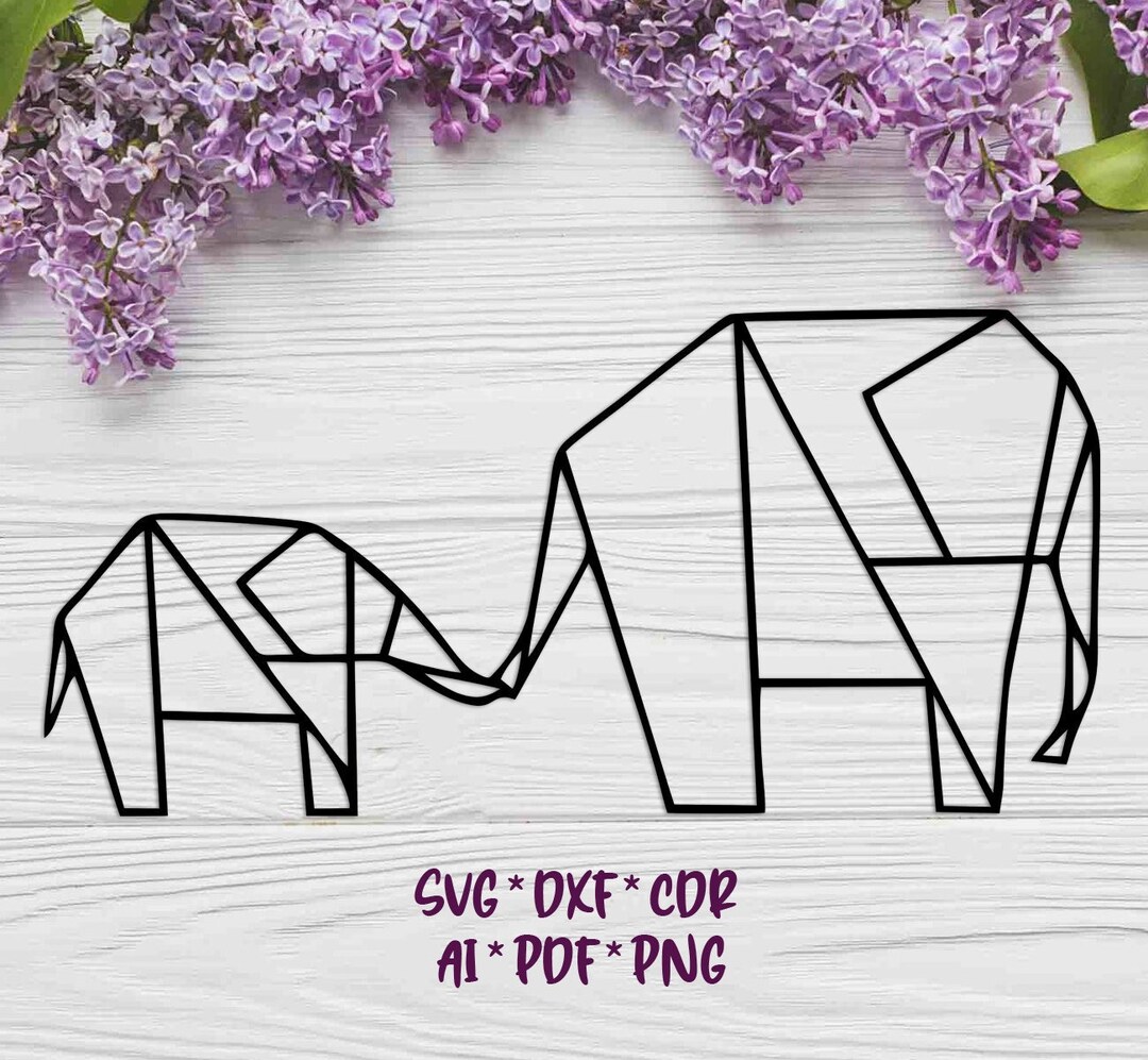 Elephants 2 | Geometric | SVG, DXF, AI Digital Vector Design for Plasma ...