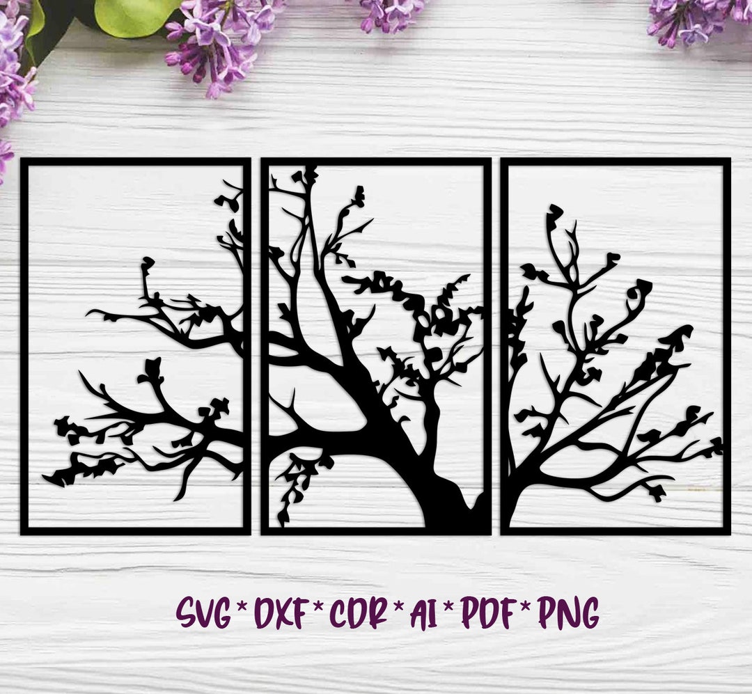 Big Tree 3 Panels | SVG, DXF, AI Digital Vector Design for Plasma and ...