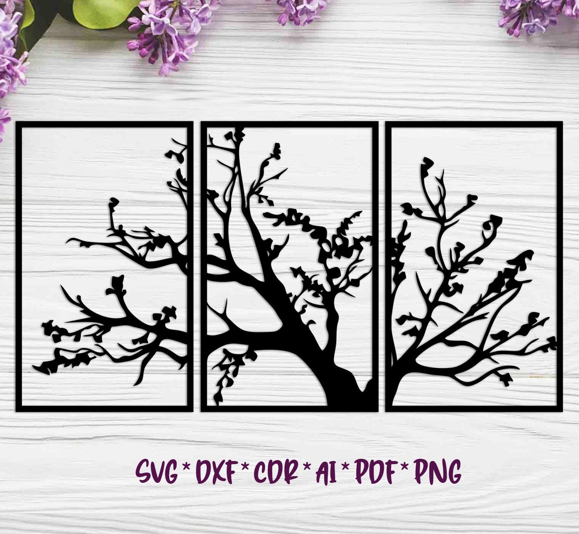 Big Tree 3 Panels SVG DXF AI Digital Vector Design for - Etsy