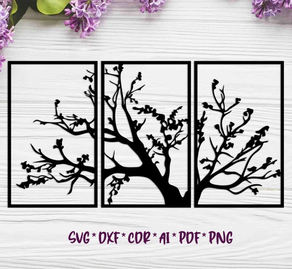Big Tree 3 Panels SVG DXF AI Digital Vector Design for | Etsy