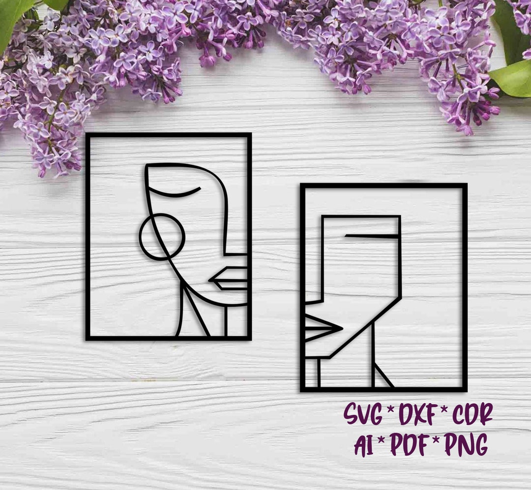 Abstract Panels, Faces, Picasso, SVG, DXF, AI Digital Vector Design for ...