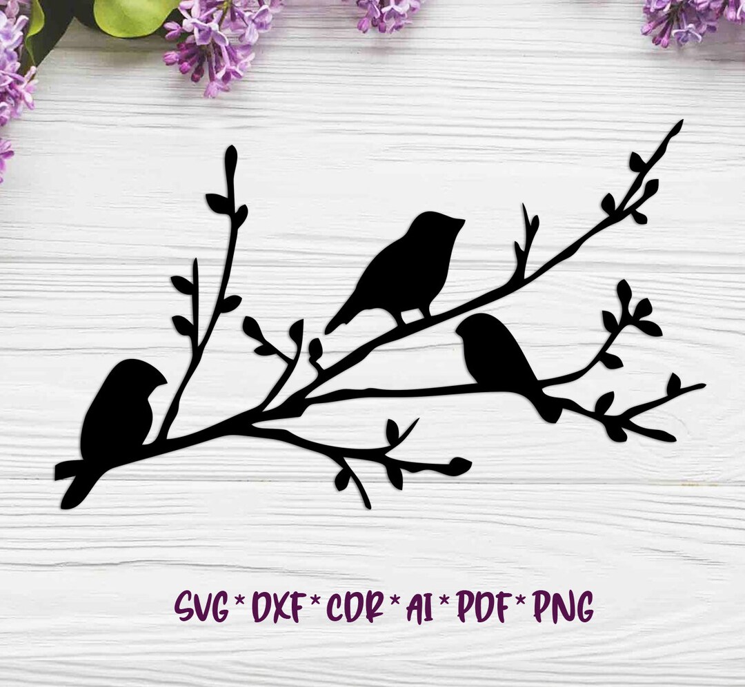 Birds on a Branch | SVG, DXF, AI Digital Vector Files for Plasma and ...