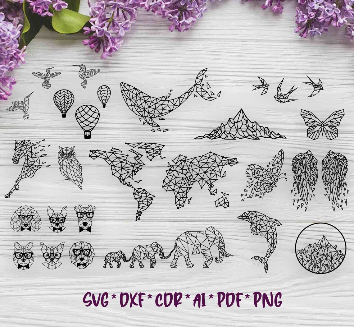 20 Geometric Vector Files SVG DXF AI Digital Vector Design | Etsy