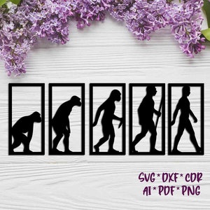 Human Evolution, SVG, DXF, AI Digital Vector Design for Plasma and ...