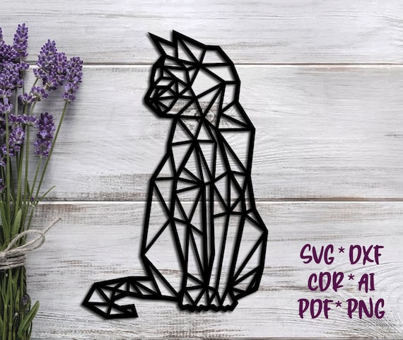 Cat Geometric SVG DXF AI Digital Vector Design for | Etsy