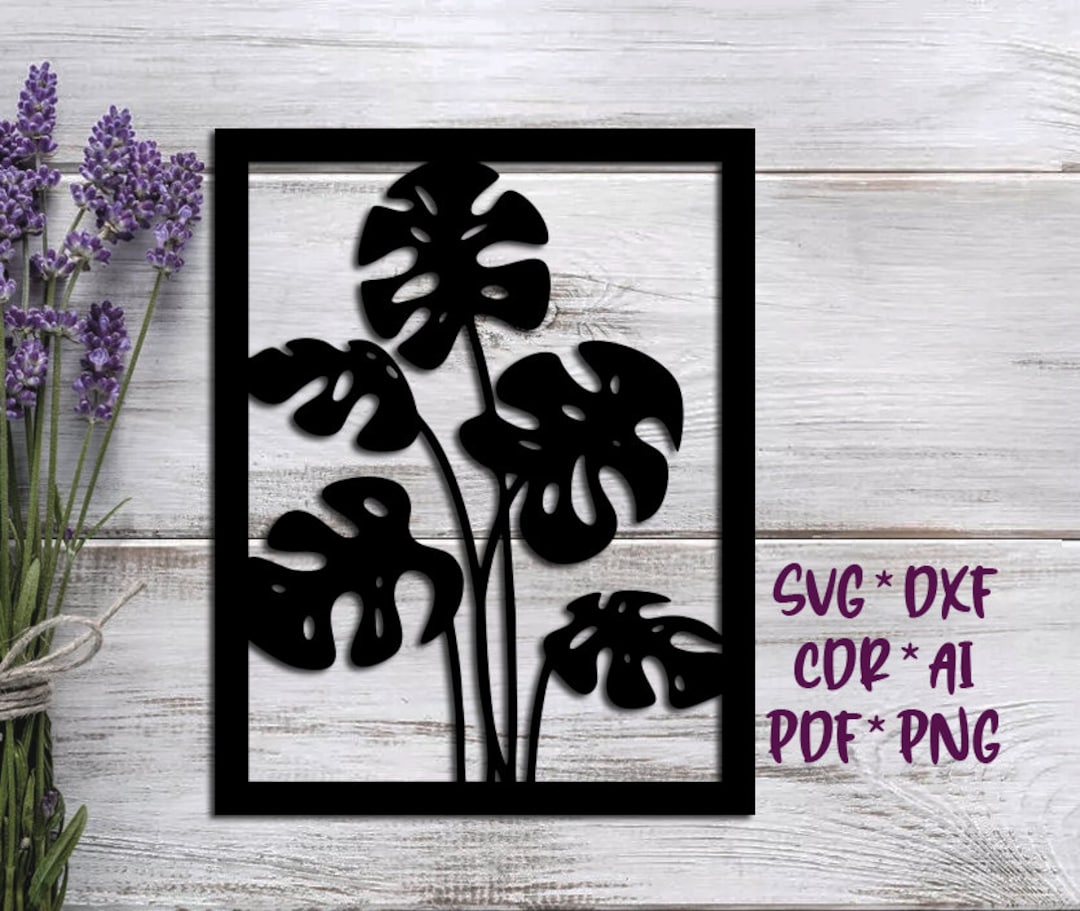Monstera Panel, SVG, DXF, AI Digital Vector Files for Plasma and Laser ...