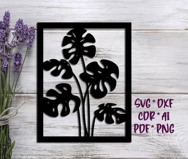 Monstera Panel, SVG, DXF, AI Digital Vector Files for Plasma and Laser ...