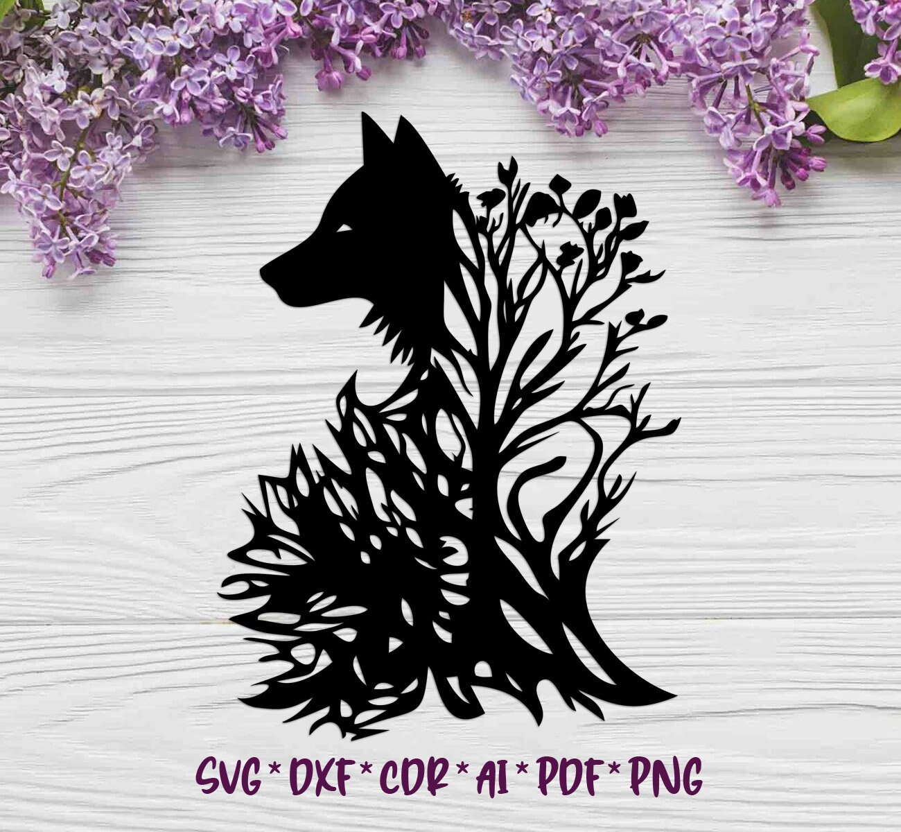Wolf | Tree | Branches | SVG, DXF, AI Digital Vector Files for Plasma ...