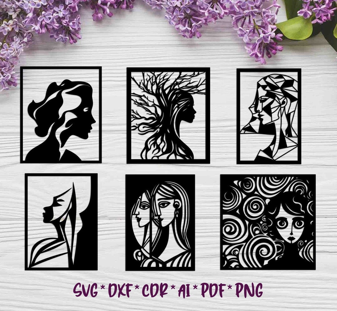 Set Panels | Woman | SVG, DXF, AI Digital Vector Design for Plasma and ...