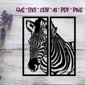 Zebra 2 Panels | SVG, DXF, AI Digital Vector Design for Plasma and ...
