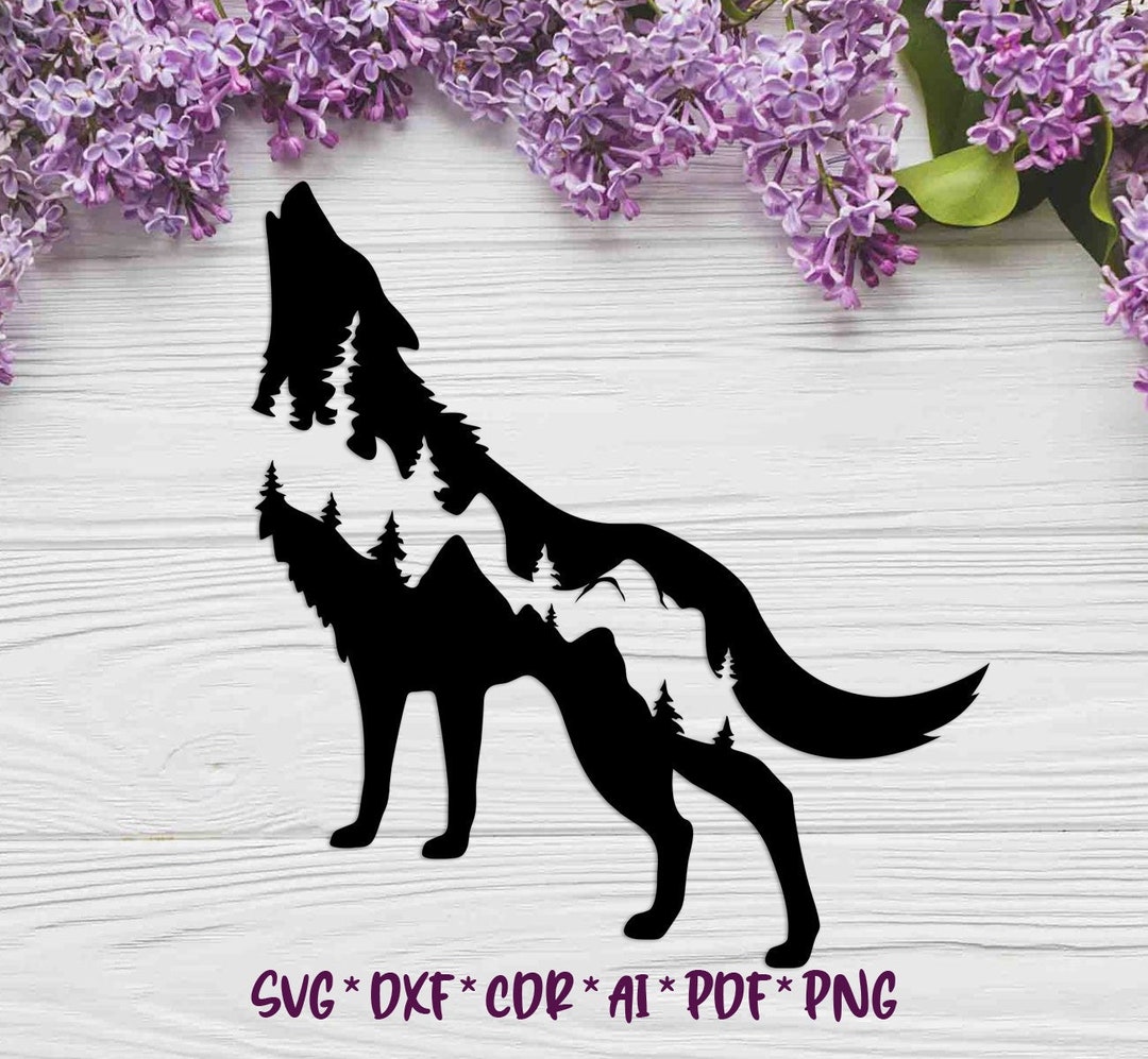 Wolf | Trees | Mountains | SVG, DXF, AI Digital Vector Design for ...