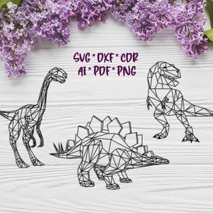 Dinosaurs | Geometric | SVG, DXF, AI Digital Vector Design for Plasma ...