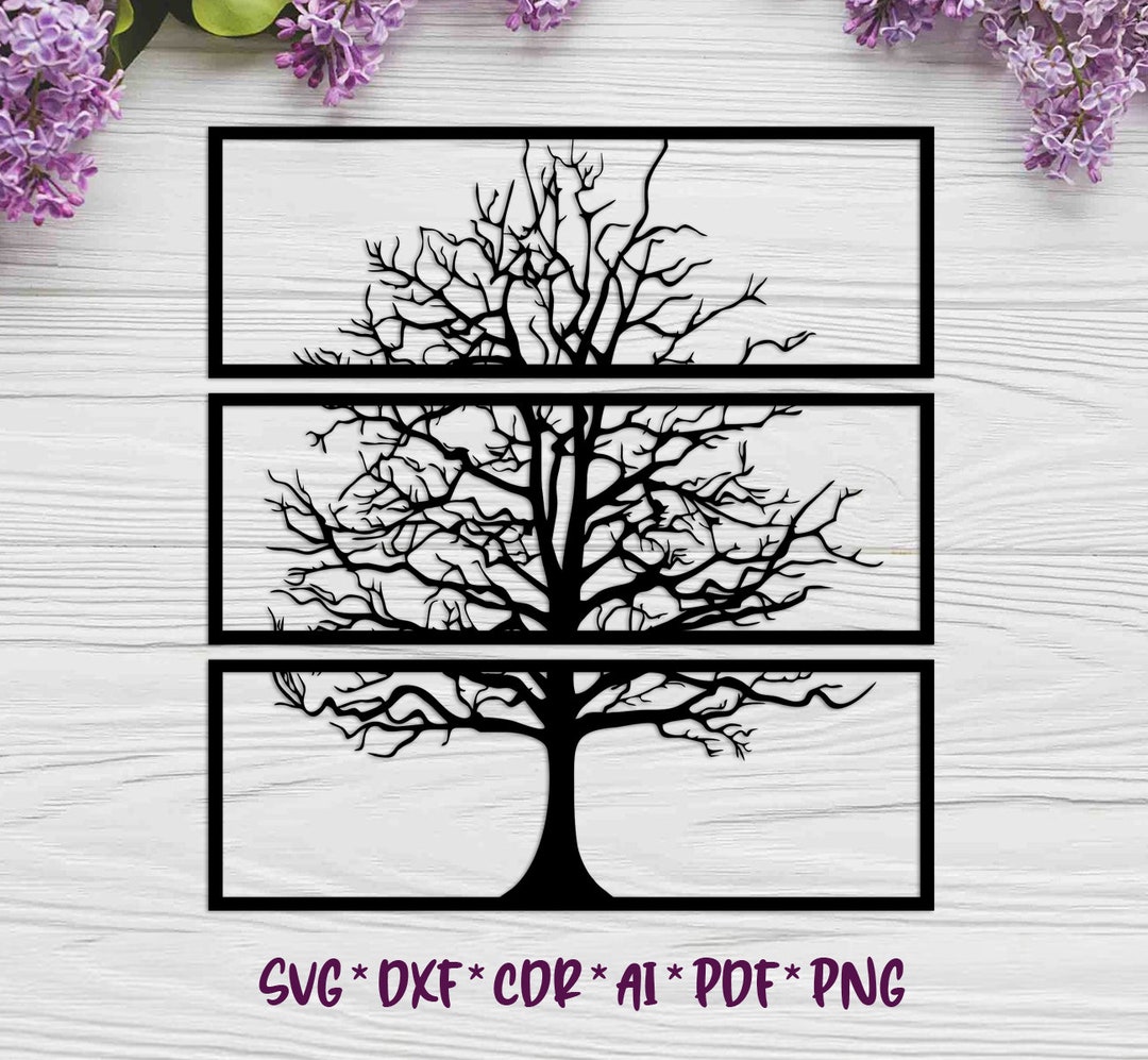Tree 3 Panels | SVG, DXF, AI Digital Vector Design for Plasma and Laser ...