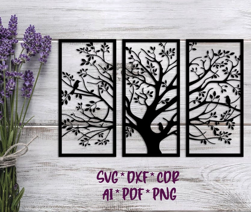 Tree 3 Panels SVG DXF AI Digital Vector Design for Plasma | Etsy