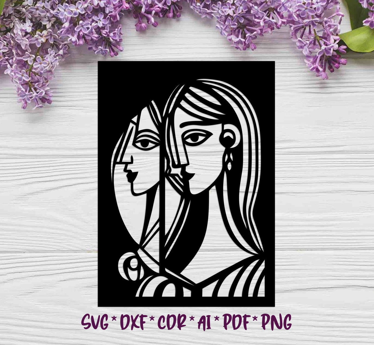 Reflection in the Mirror | Picasso | SVG, DXF, AI Digital Vector Files ...