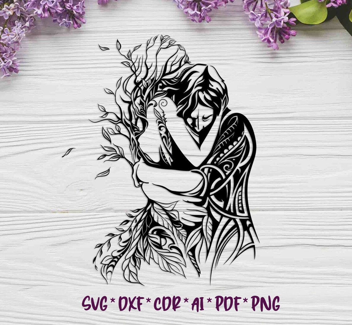 Man Woman | Tree, Leaves | SVG, DXF, AI Digital Vector Design for ...
