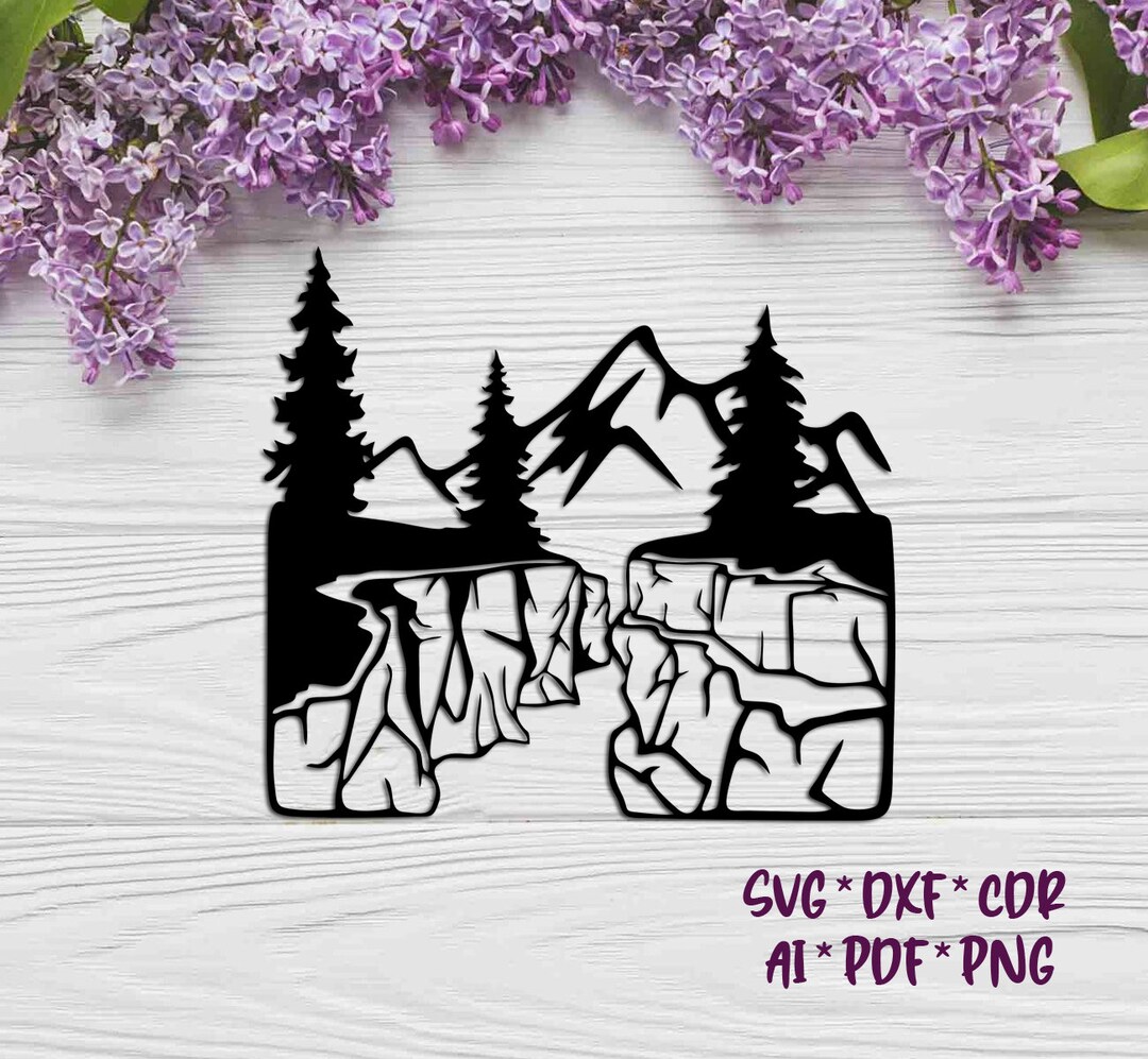 Mountains, SVG, DXF, AI Digital Vector Design for Plasma and Laser ...
