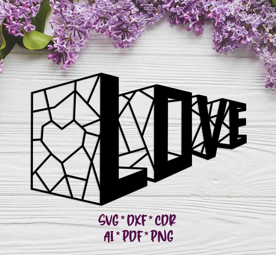 Love Geometric 3D Panels, SVG, DXF, AI Digital Vector Design for Plasma ...