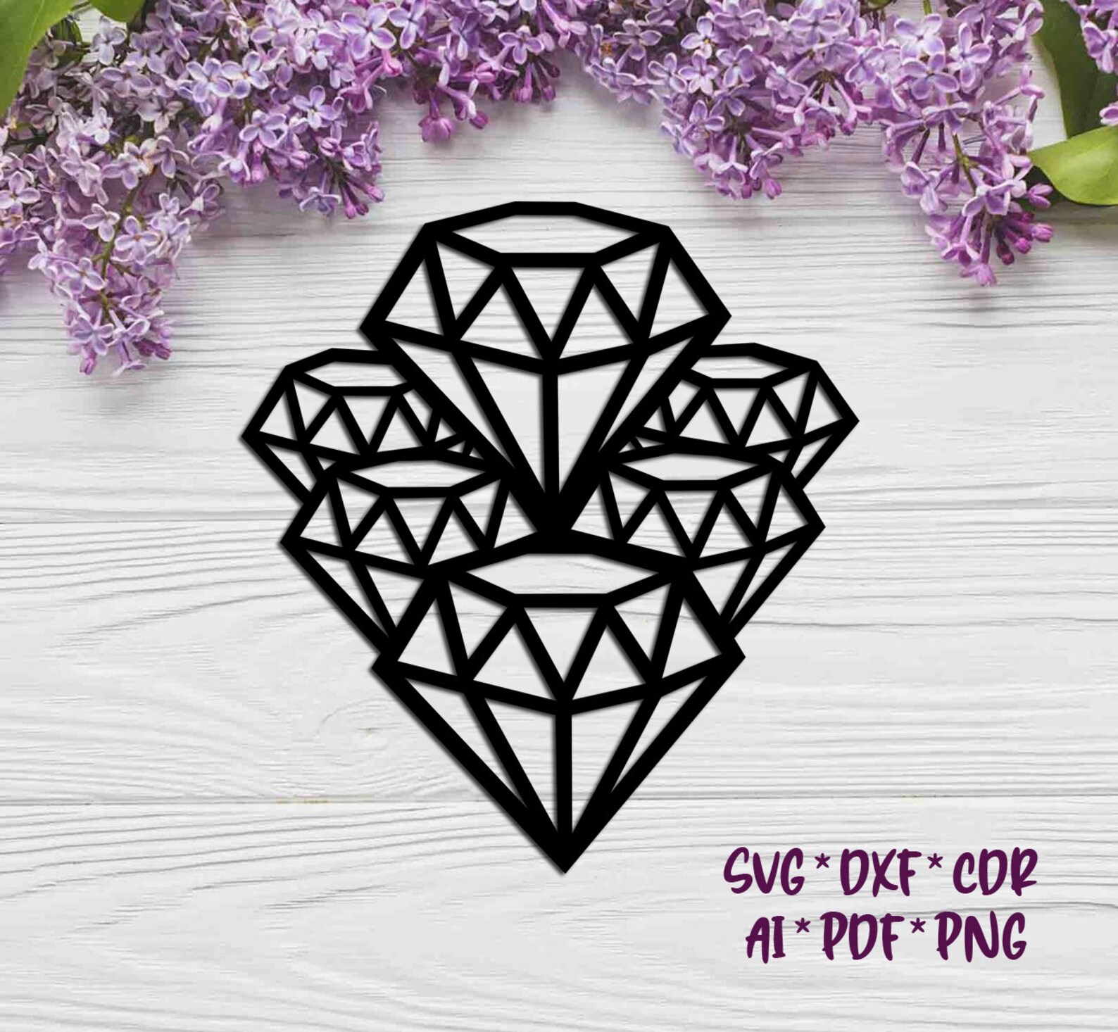 Diamonds Geometric SVG, DXF, AI Digital Vector Design for Plasma and ...
