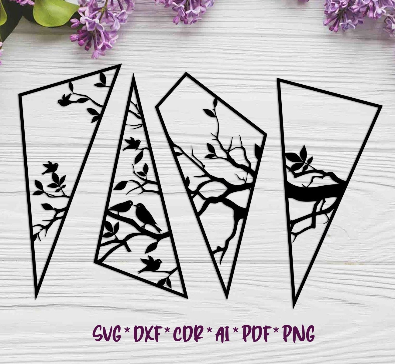 Tree Branches 4 Panels SVG, DXF, AI Digital Vector Design for Plasma ...