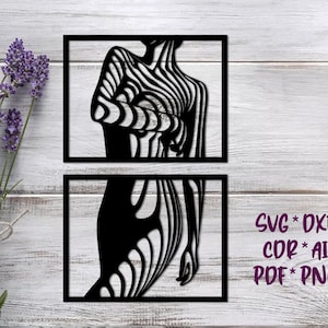 Female Body 2 Panel, SVG, DXF, AI Digital Vector Design for Plasma and ...
