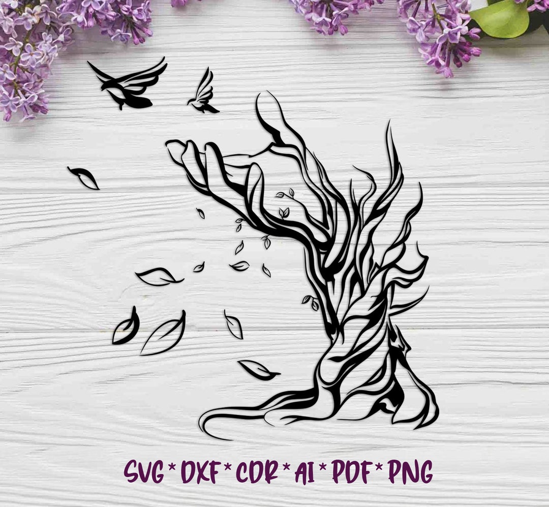 Arm Tree | Birds | SVG, DXF, AI Digital Vector Design for Plasma and ...