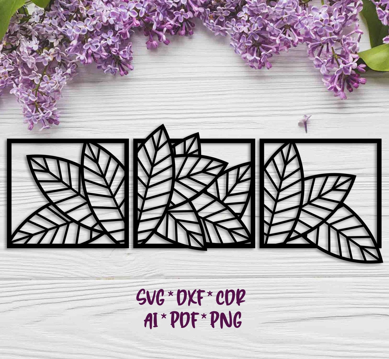 Leaves 3 Panel SVG DXF AI Digital Vector Design for Plasma - Etsy