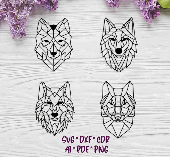 Wolfs Geometric SVG DXF AI Digital Vector Design for | Etsy