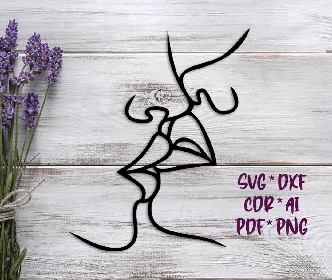 Faces, Lips, Minimalistic, SVG, DXF, AI Digital Vector Design for ...