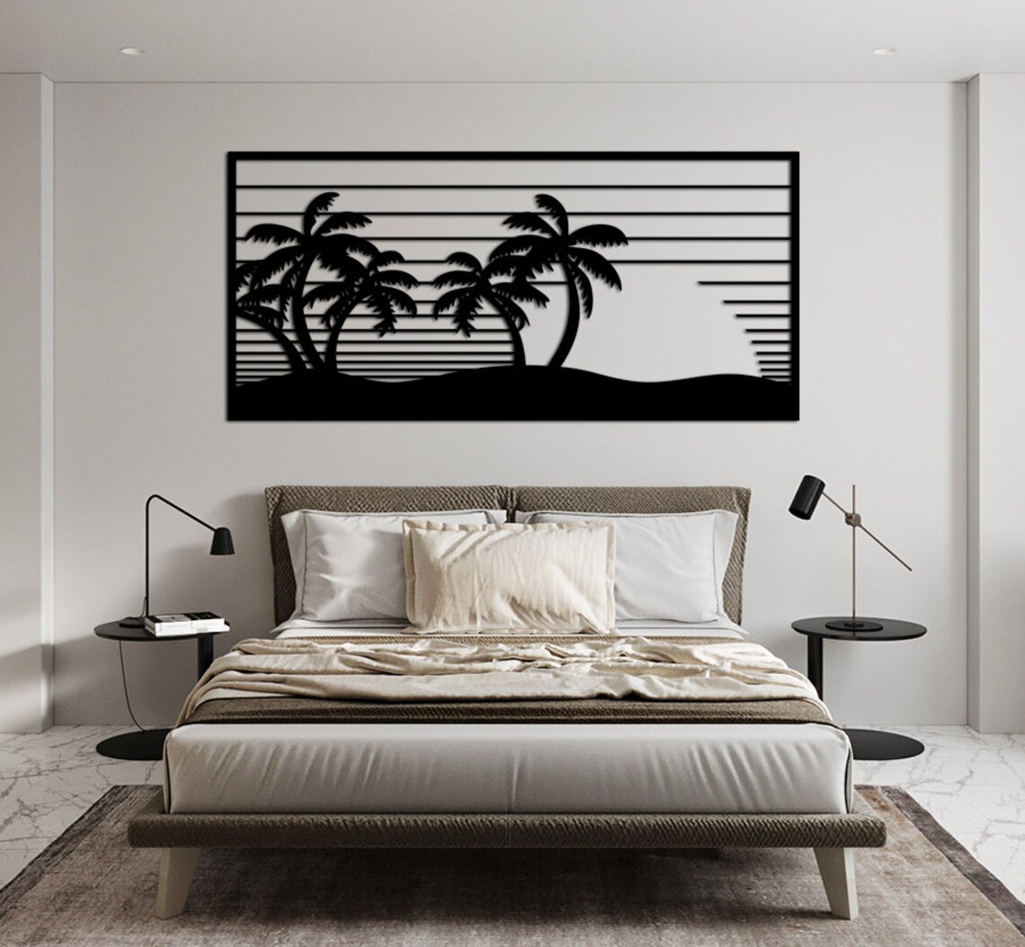 Palm Trees Sunset Panel SVG DXF AI Digital Vector Design - Etsy