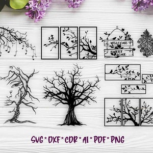 Branches and Trees Set 4 | SVG, DXF, AI Digital Vector Files for Laser ...