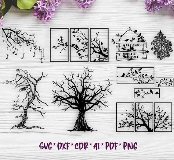 Branches and Trees Set 4 SVG DXF AI Digital Vector Design | Etsy