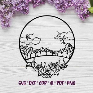 Autumn | Leaves | Landscape | SVG, DXF, AI Digital Vector Design for ...