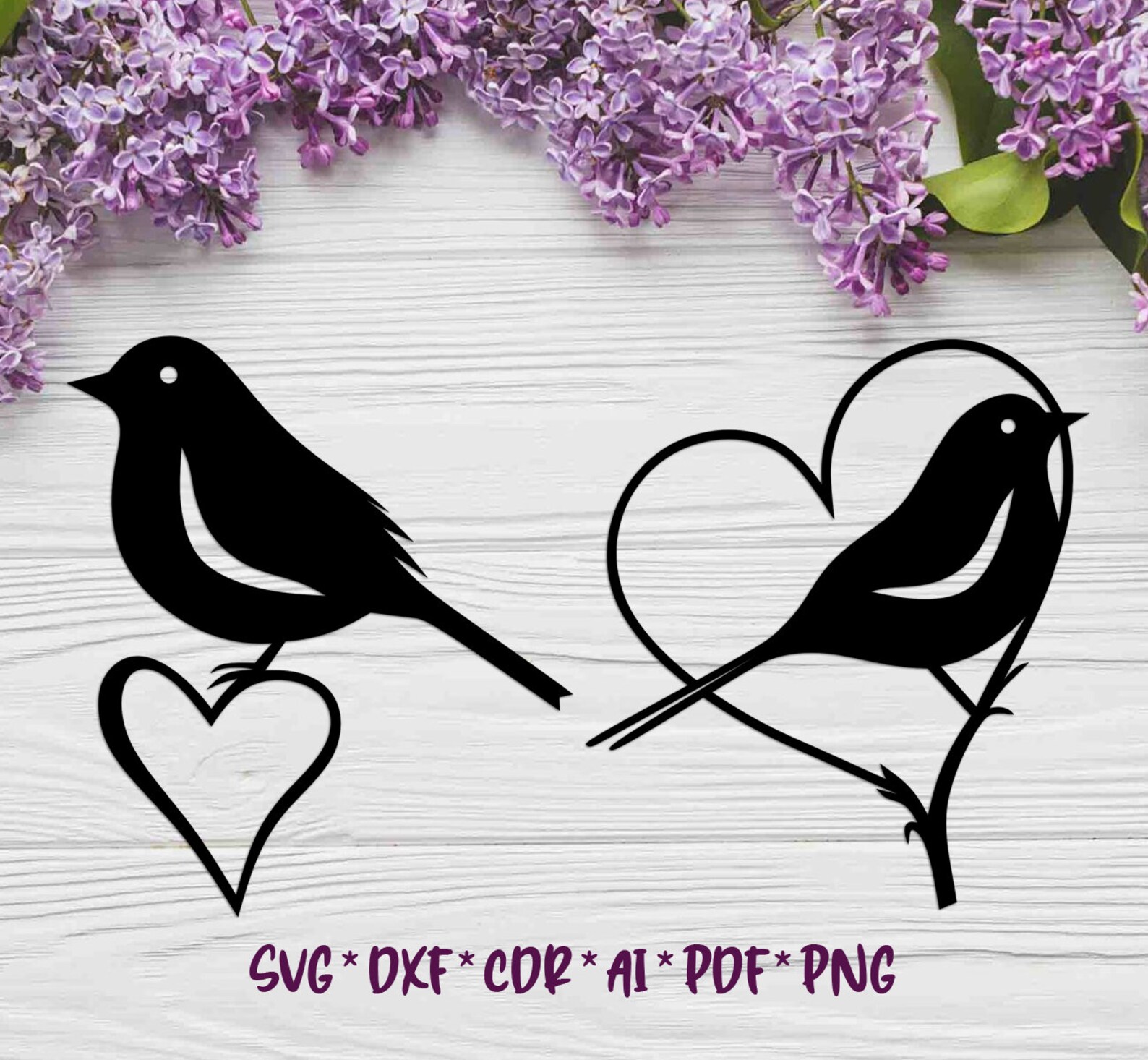 Bird | Heart | SVG, DXF, AI Digital Vector Files for Plasma and Laser ...