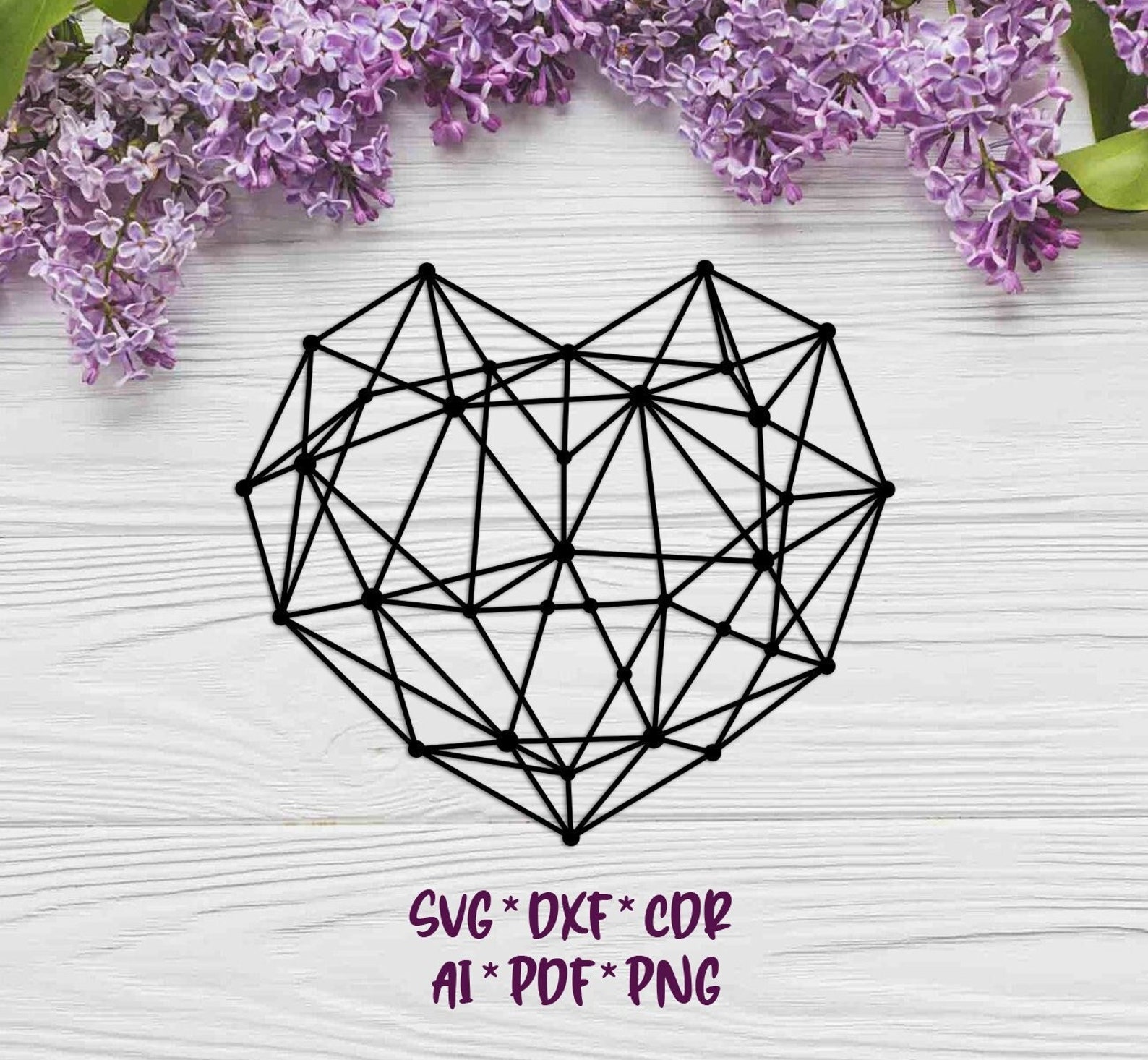 Heart Geometric SVG, DXF, AI Digital Vector Design for Plasma and Laser ...