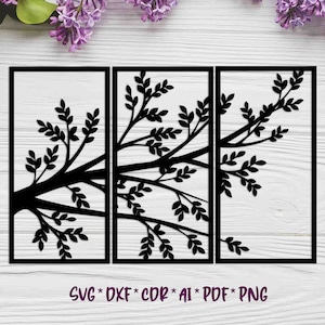 Spring Tree | Branches | 3 Panels, SVG, DXF, AI Digital Vector Design ...