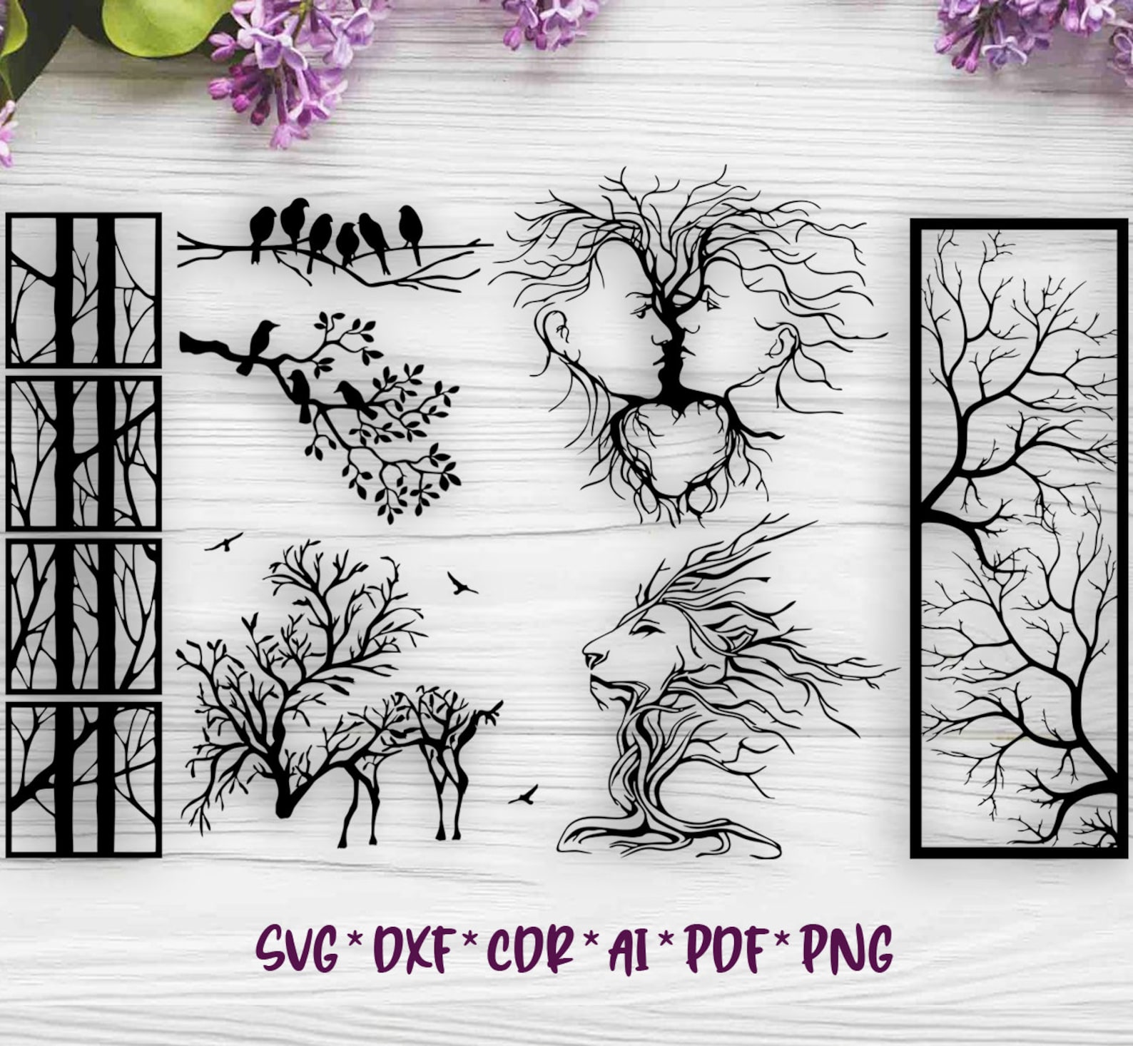 Branches and Trees Set SVG DXF AI Digital Vector Files for - Etsy