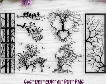 Branches and Trees Set 4 SVG, DXF, AI Digital Vector Files for Laser or ...