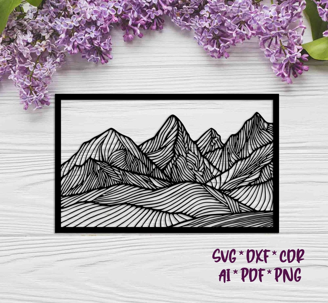 Hills, Mountains, SVG, DXF, AI Digital Vector Design for Plasma and ...