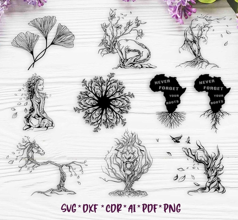 Branches and Trees Set 6 SVG, DXF, AI Digital Vector Files for Laser ...