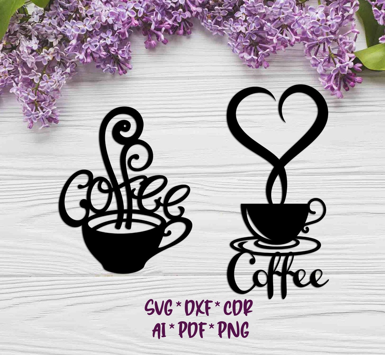 A Cup of Coffee, SVG, DXF, AI Digital Vector Design for Plasma and ...