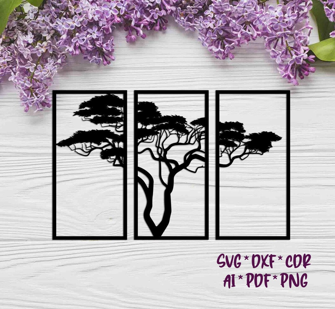 Tree 3 Panels, SVG, DXF, AI Digital Vector Files for Plasma and Laser ...