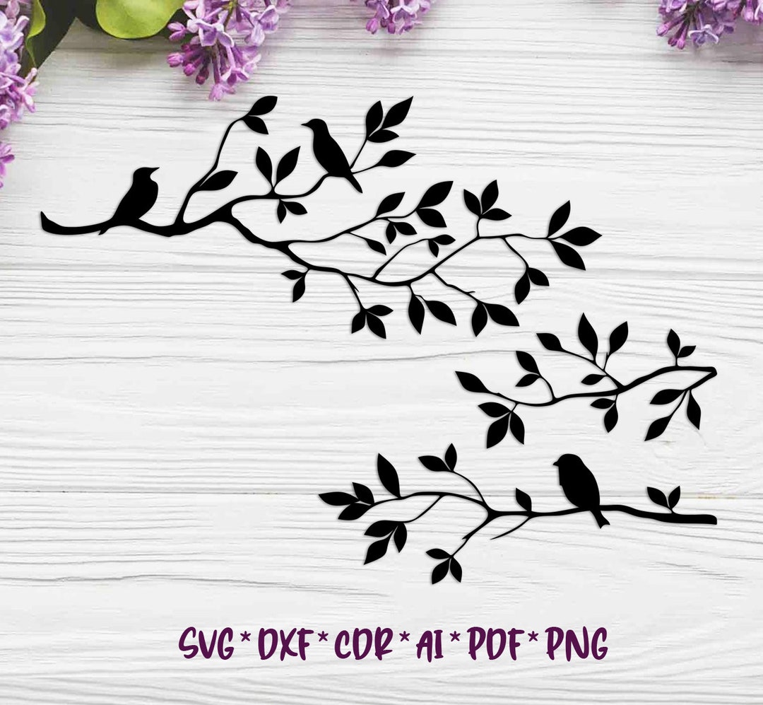 3 Birds on Branches | SVG, DXF, AI Digital Vector Files for Laser or ...