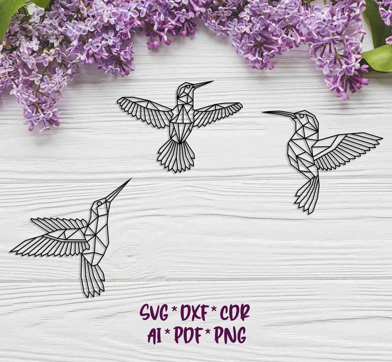 Hummingbird Geometric SVG DXF AI Digital Vector Design - Etsy