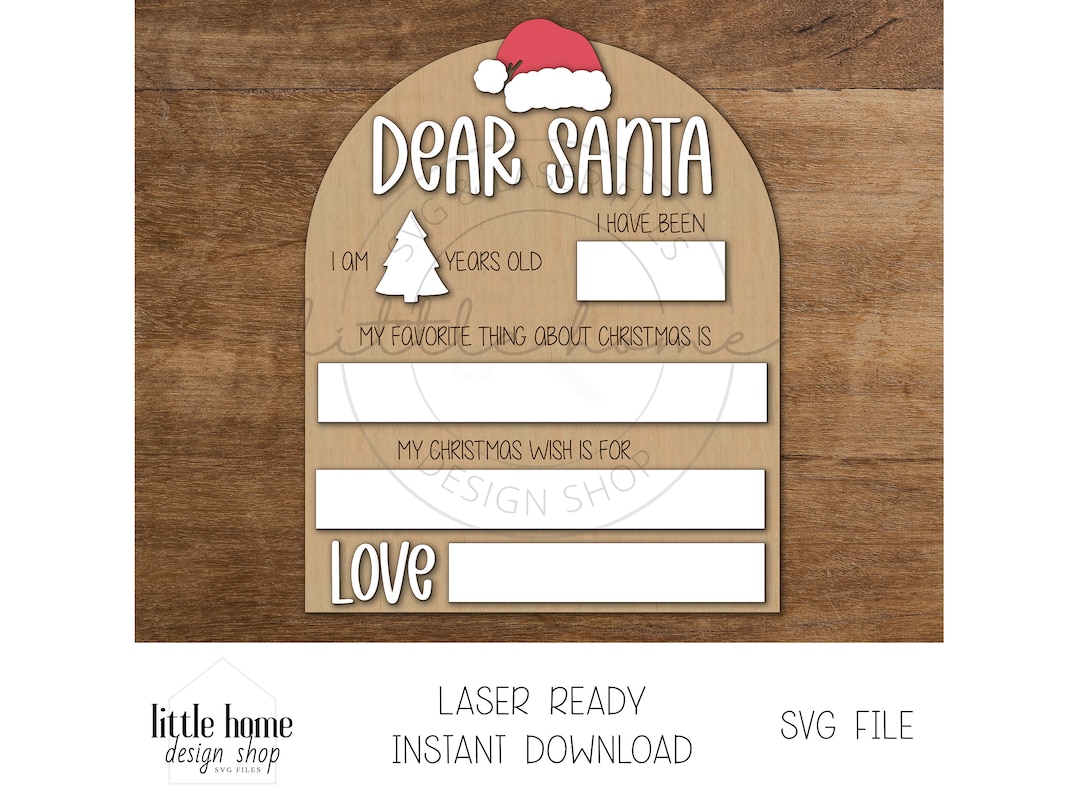 Dear Santa Sign Svg, Letter to Santa Sign Laser File, Dry Erase Santa ...